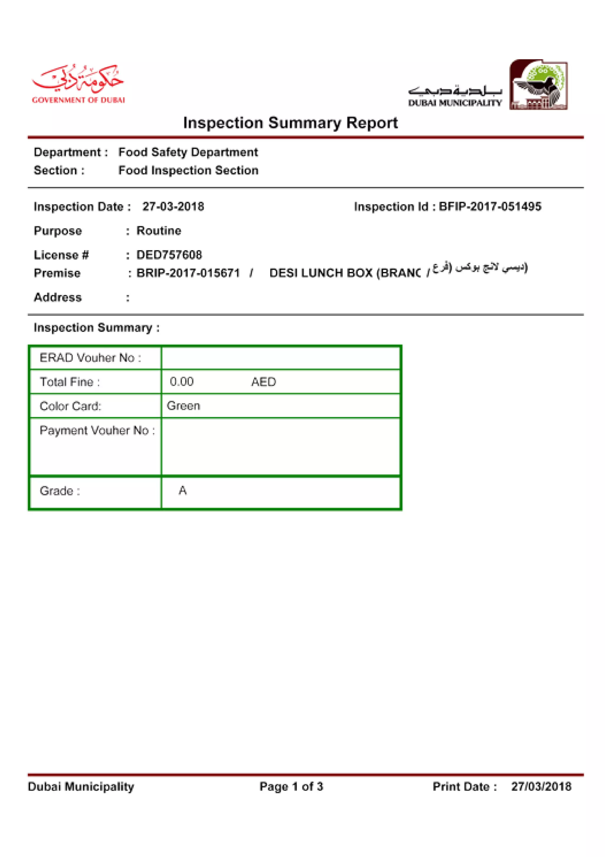 Inspection summary report of desi lunch box converted | PDF