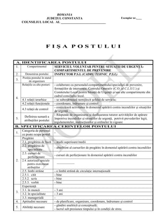 Cadru psi (Inspector psi) fisa post | PDF