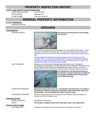 Inspectpro sample report | PDF | Home Improvement | Home & Garden