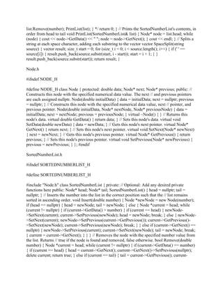 Inspect the class declaration for a doubly-linked list node in Node-h-.pdf | Programming ...