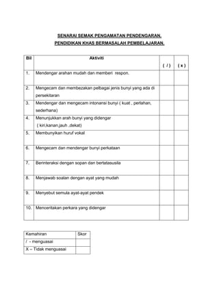 CONTOH INSTRUMENT PENTAKSIARAN PENGAMATAN PENDENGARANs pentaksiran ...