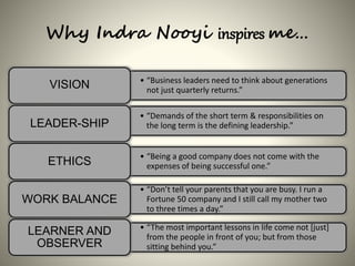 Indra nooyi | PPTX | Business Administration | Business