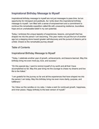 Inspirational Birthday Message to Myself _ Touching Birthday Message to ...