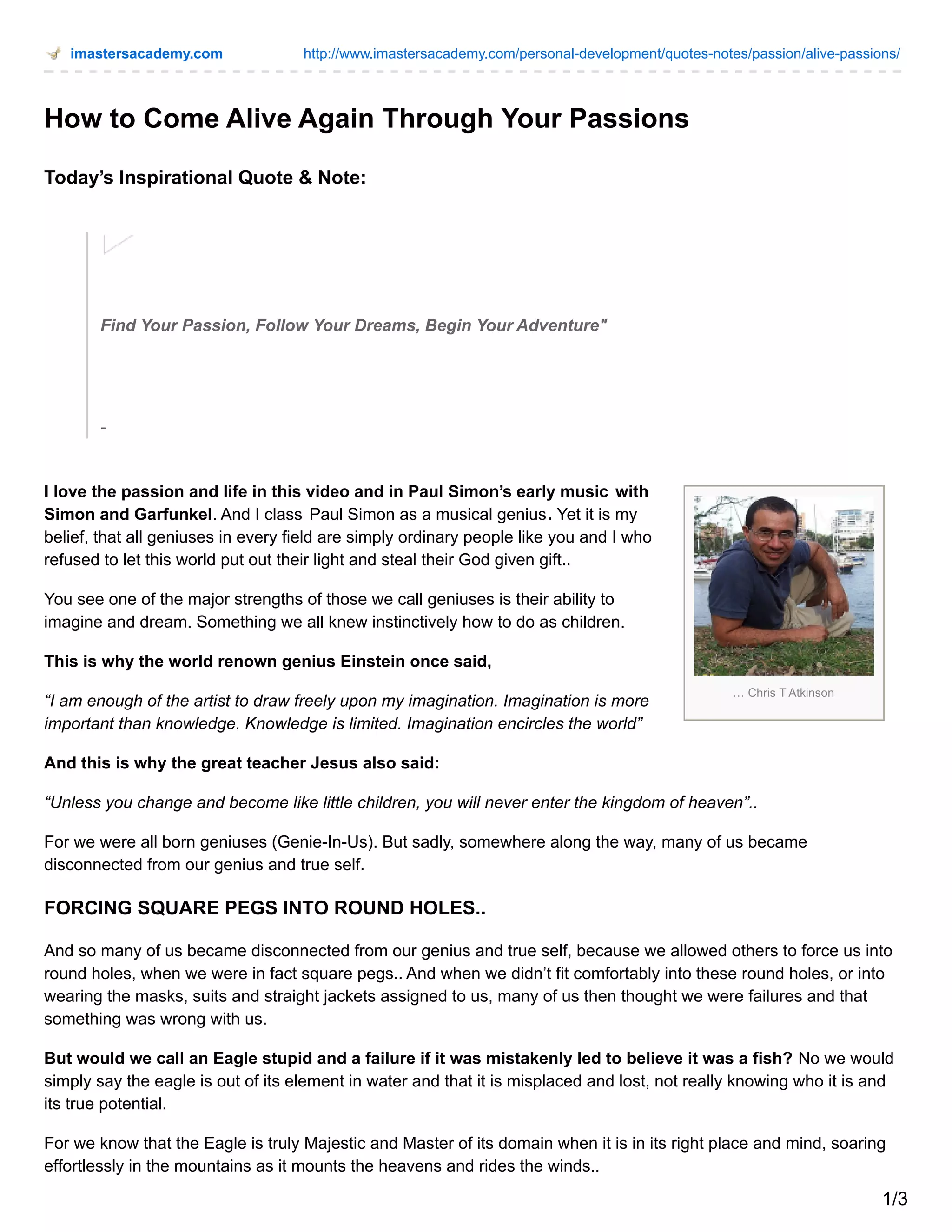 How To Come Alive Again Through Your Passions (Inspirational ...
