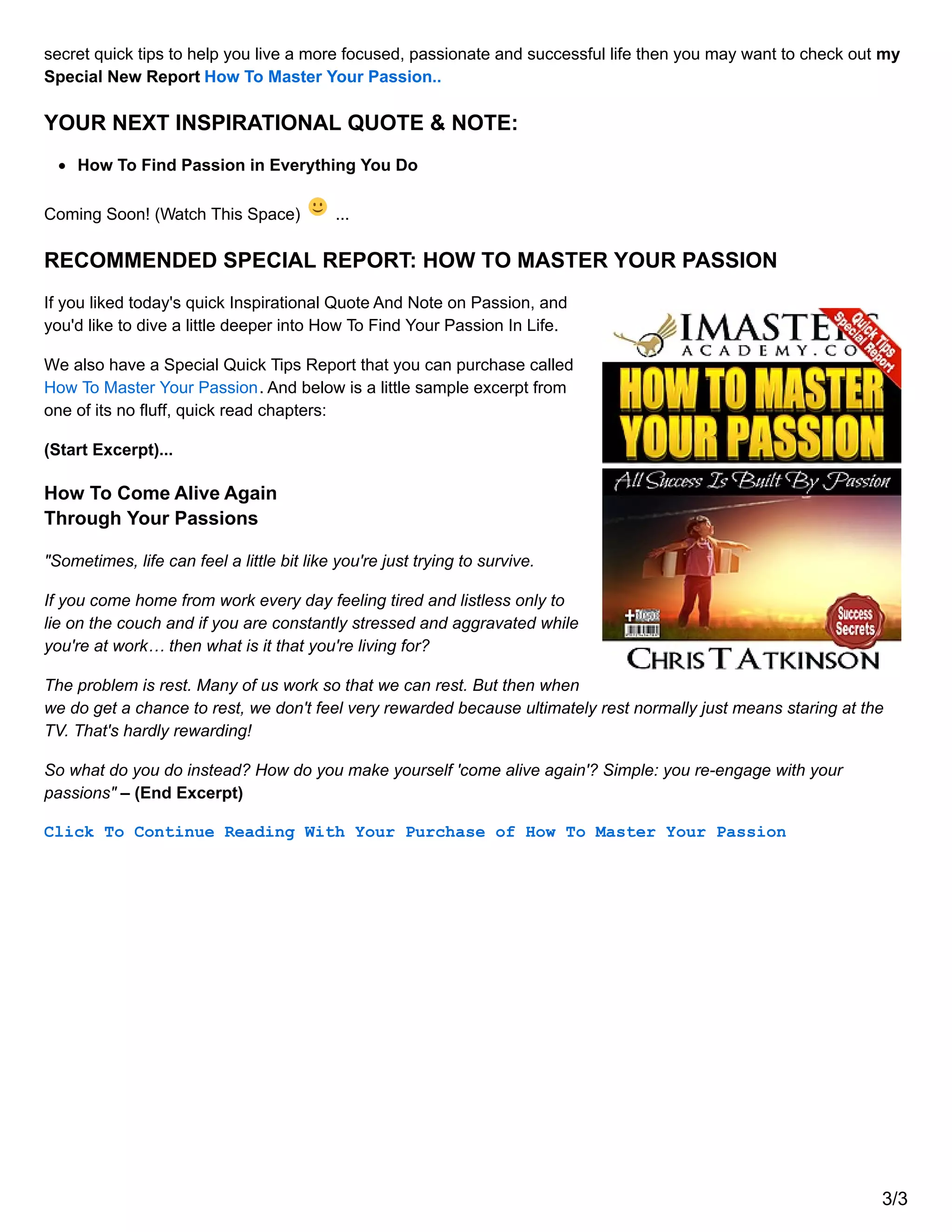 How To Come Alive Again Through Your Passions (Inspirational ...