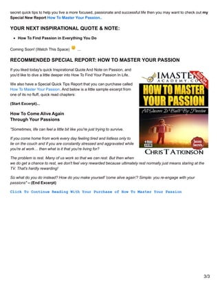 How To Come Alive Again Through Your Passions (Inspirational ...