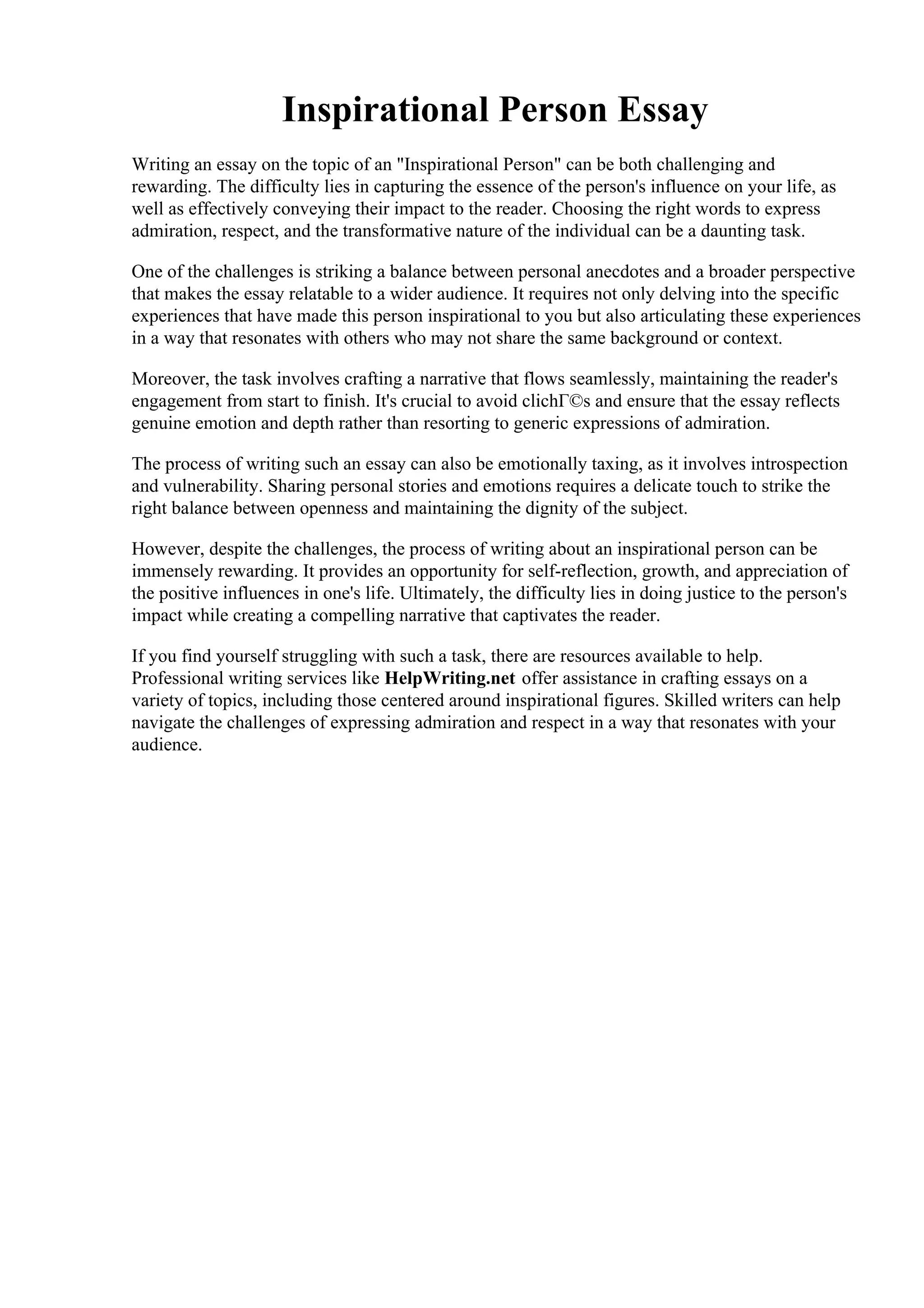 Inspirational Person Essay. 001 What Inspires You Essay Example Write ...