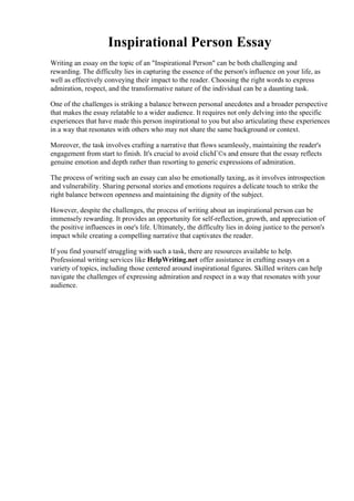 Inspirational Person Essay. 001 What Inspires You Essay Example Write ...