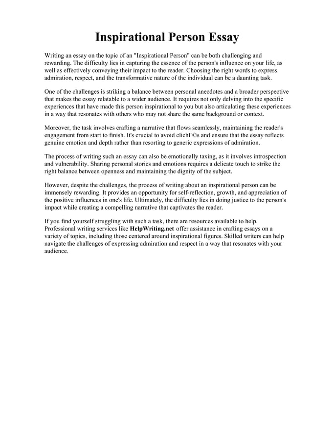 Inspirational Person Essay. 001 What Inspires You Essay Example Write ...