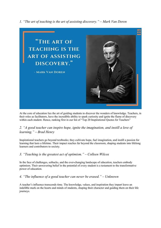 Top 20 Inspirational Quotes for Teachers: Igniting the Flame of ...