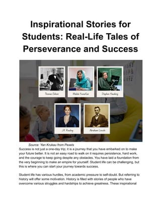 Inspirational Stories for Students_ Real-Life Tales of Perseverance and ...