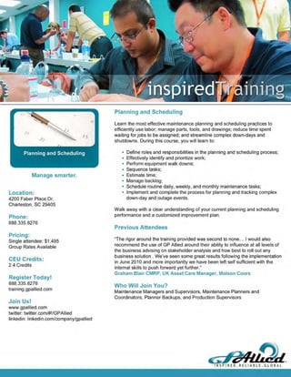 Inspired Training, Planning Scheduling Brochure | PDF