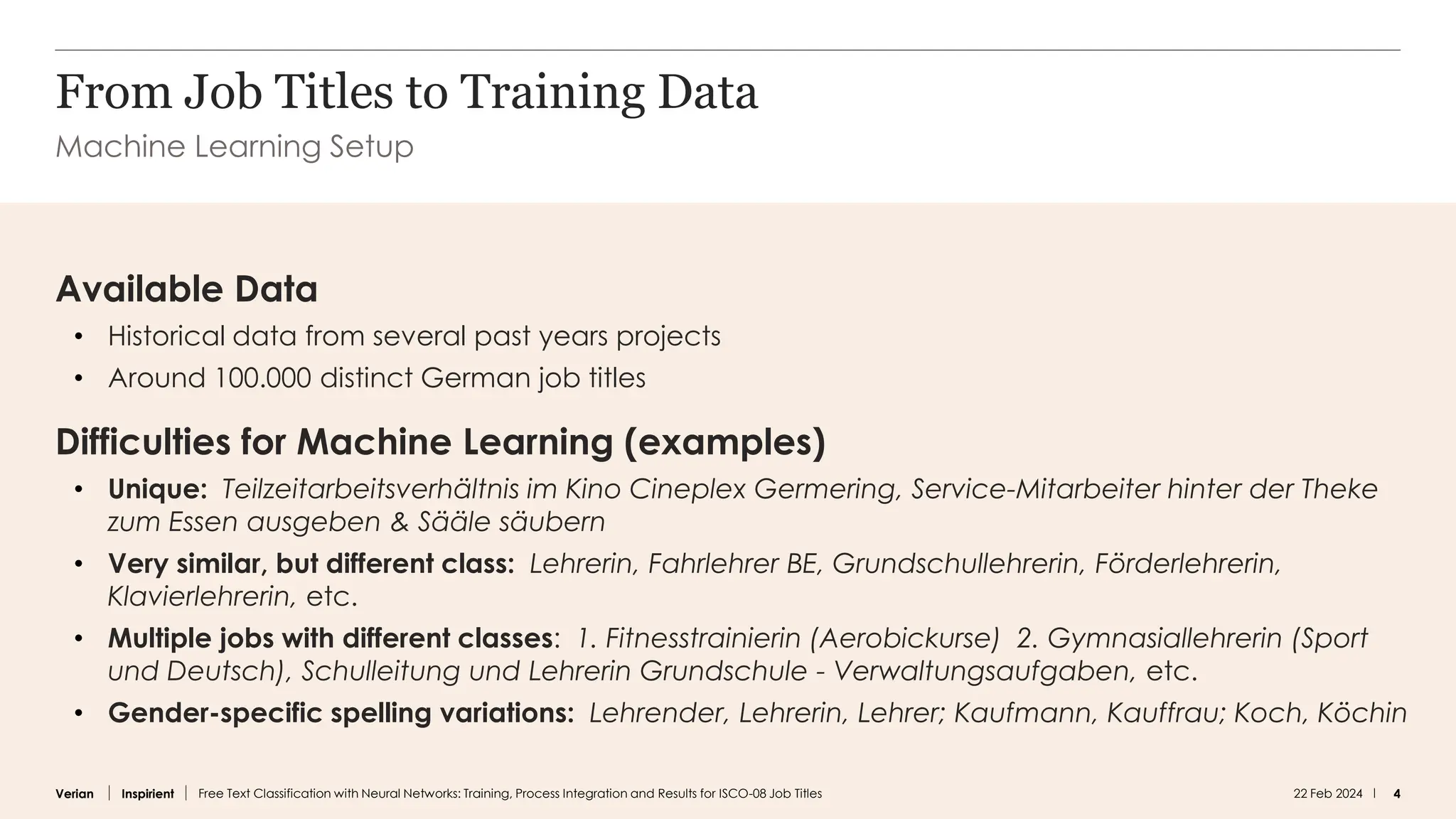 Free Text Classification with Neural Networks: Training, Process Integration and Results for ...