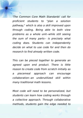 Inspiring Math Learning Via Coding | PDF