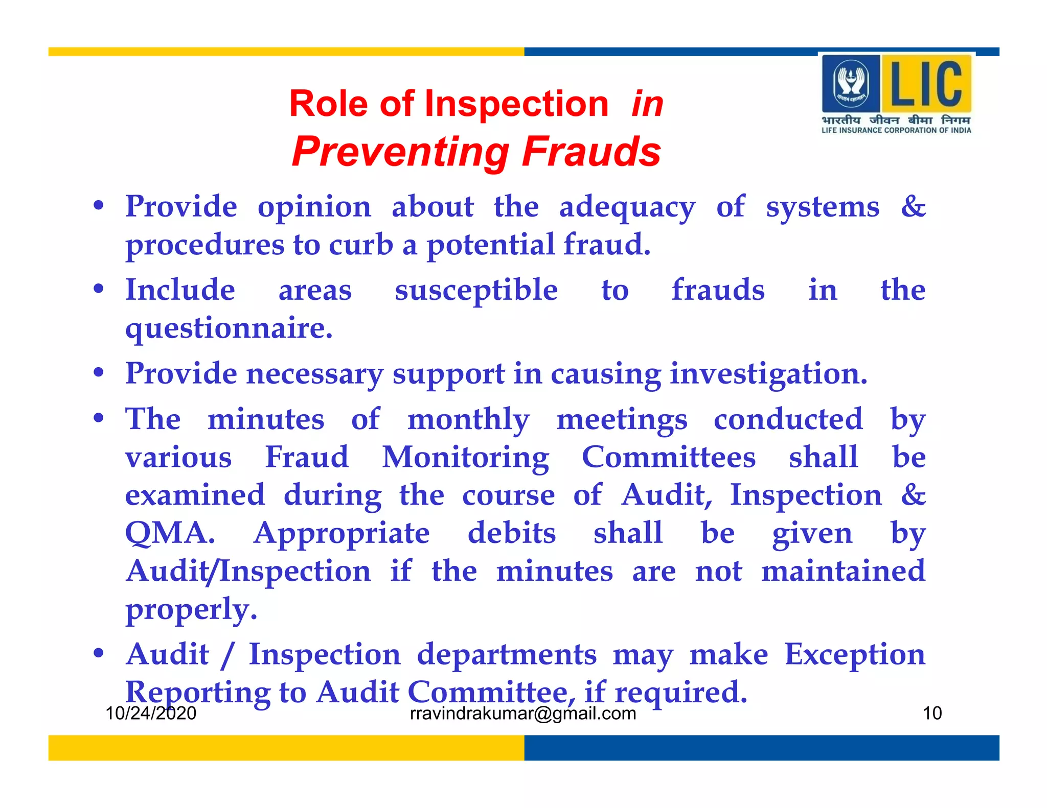 Insp of sop for detection of fraud | PDF