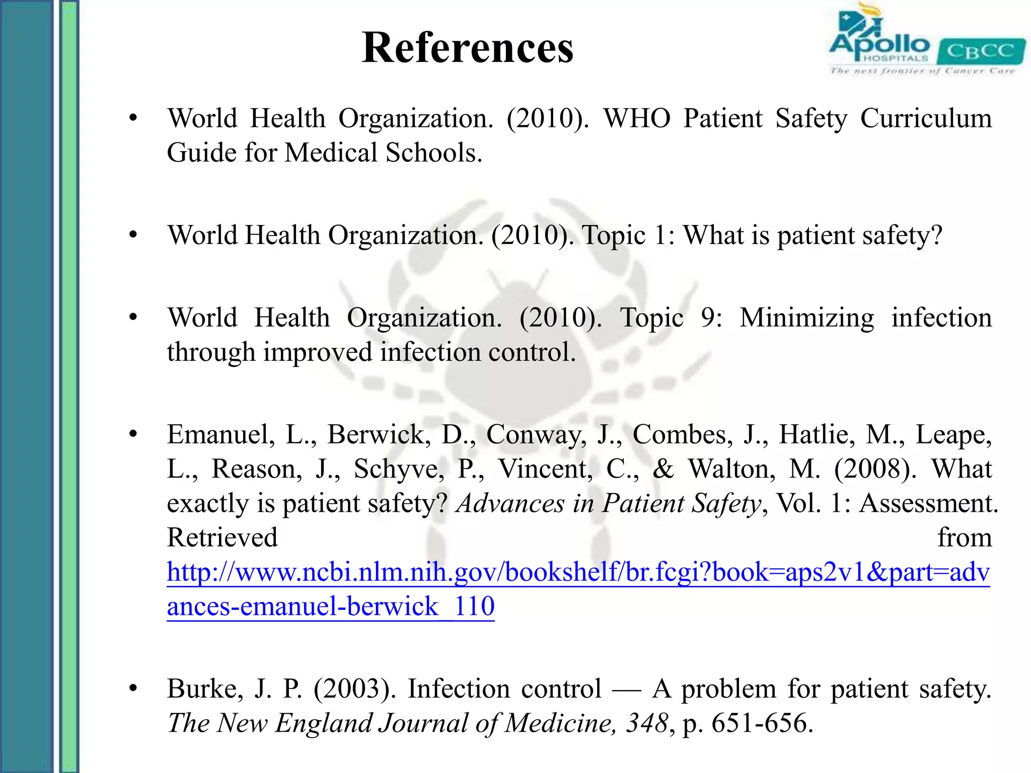 Patient Safety : Infection control | PPTX