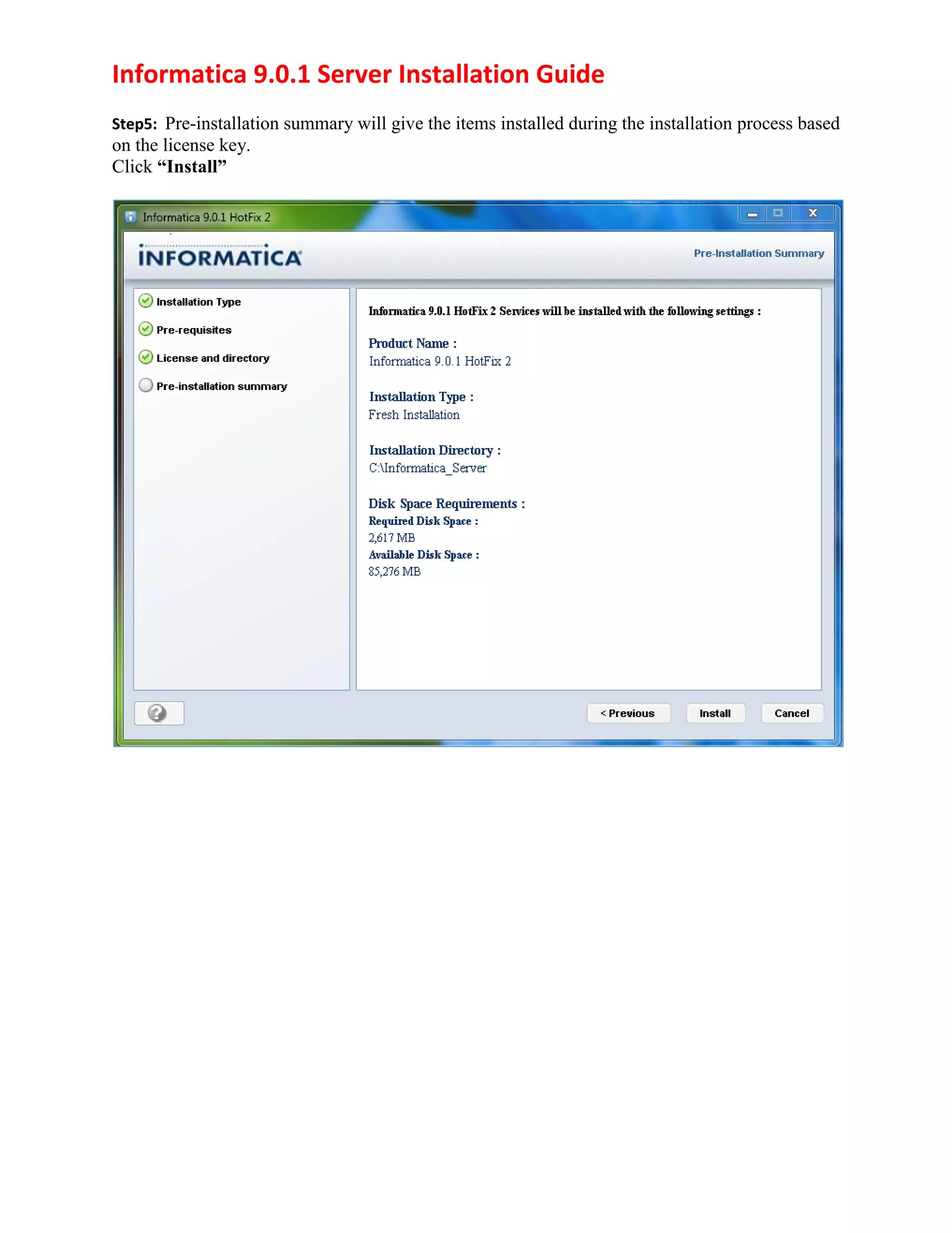 installation and configuration of informatica server | PDF