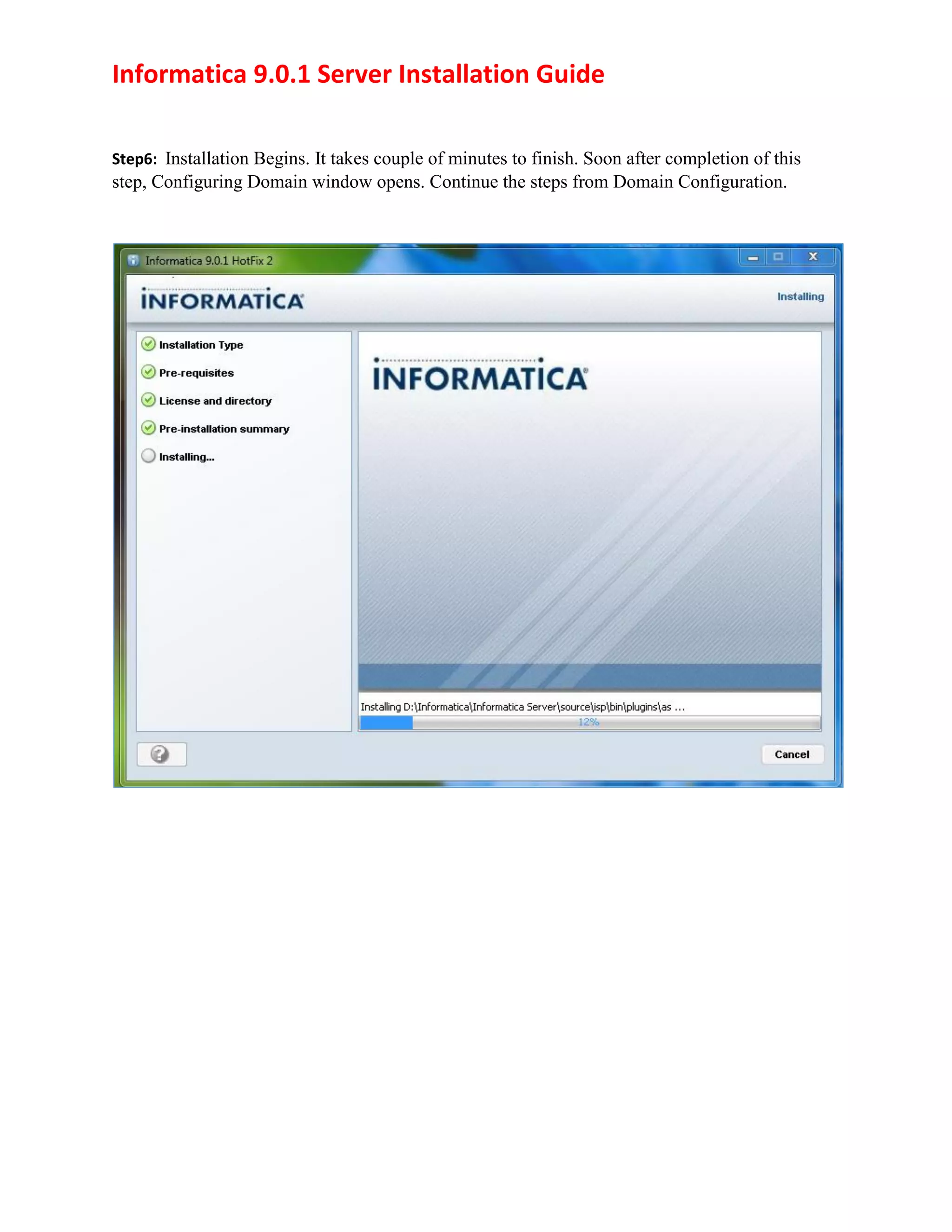 installation and configuration of informatica server | PDF