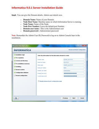 installation and configuration of informatica server | PDF
