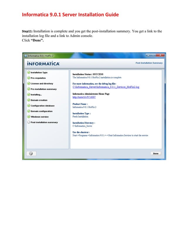 installation and configuration of informatica server | PDF