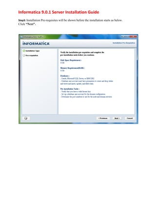 installation and configuration of informatica server | PDF