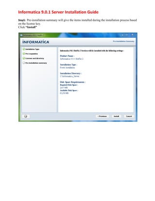 installation and configuration of informatica server | PDF