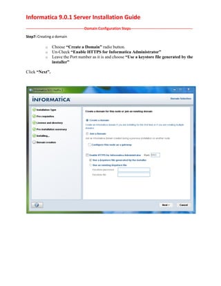 installation and configuration of informatica server | PDF
