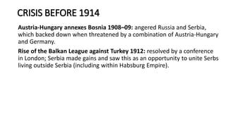 CAMBRIDGE AS HISTORY: THE ORIGINS OF WORLD WAR 1. INSTABILITY IN THE ...