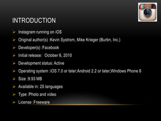 Introduction of Instagram inc. (power point presentation) | PPT