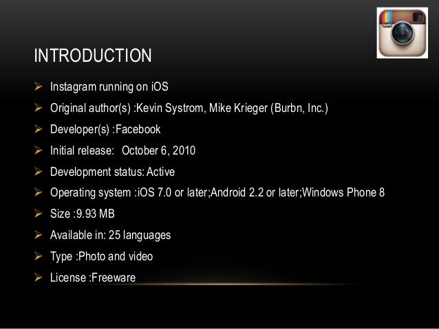Introduction of Instagram inc. (power point presentation)