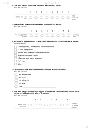 Instagram Questionnaire