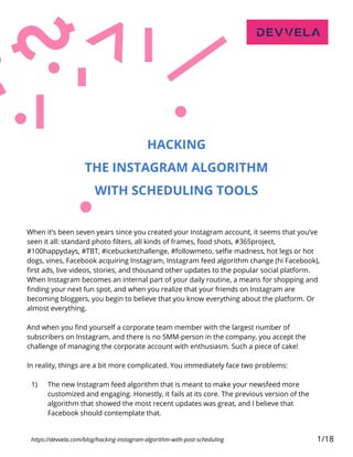 Hacking Instagram Algorithm With Post Scheduling | PDF