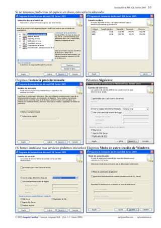 Instalación de microsoft sql server 2005 | PDF