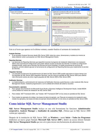Instalación de microsoft sql server 2005 | PDF