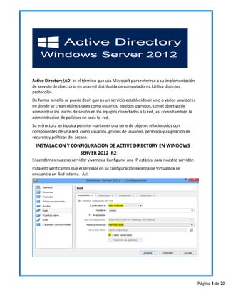 Manual de Instalación Active Directory Windows Server 2012 R2 | PDF