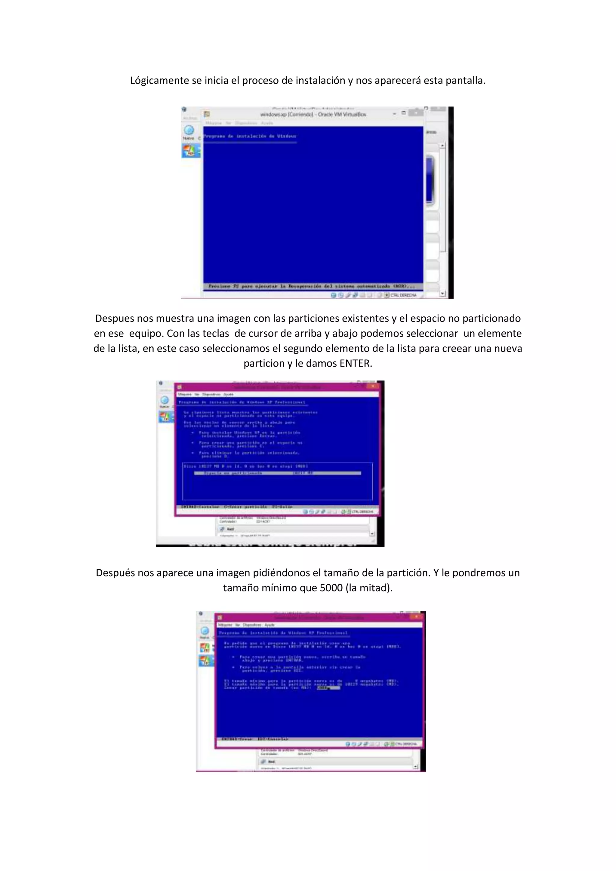 Instalacion de windows xp en virtual box ii particion | PDF