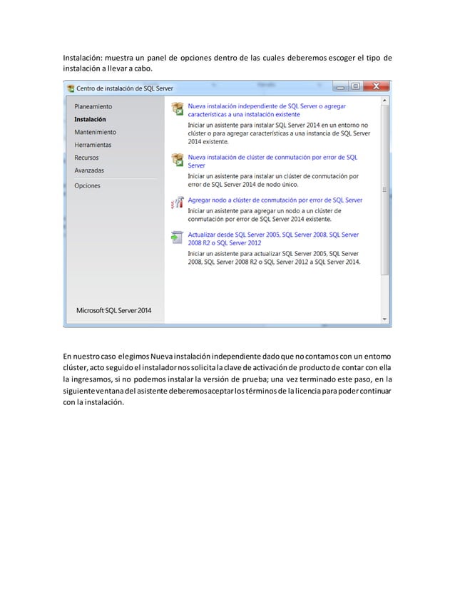 Instalación De Sqlserver 2014 Pdf 