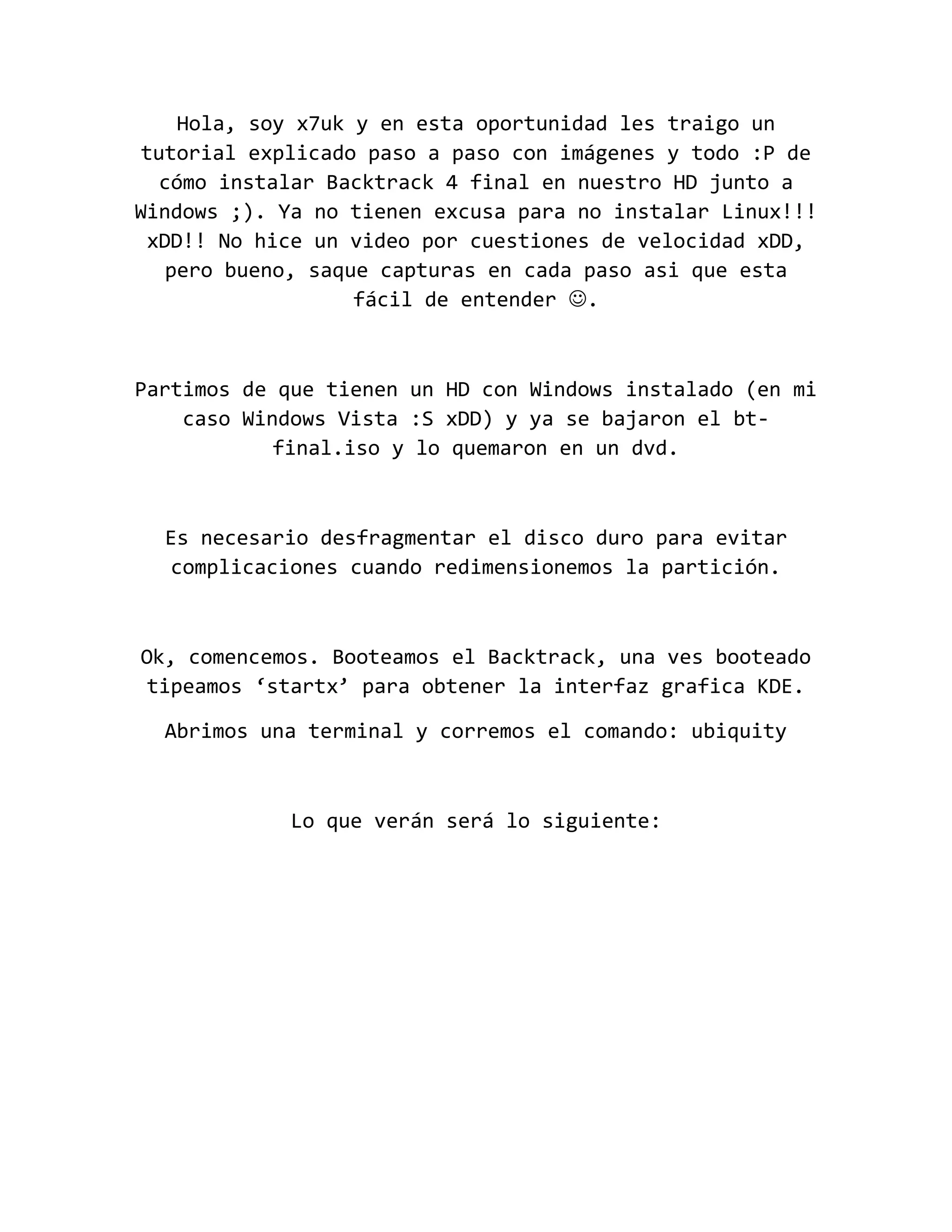 Instalando backtrack 4 final y windows en un mismo hd | PDF