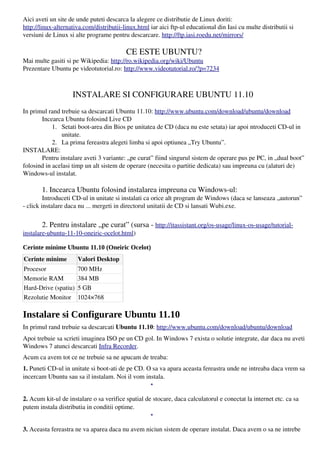 Instalare si setari Ubuntu | PDF