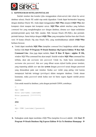 Instalasi Oracle Xe Dan Administrasi User | PDF