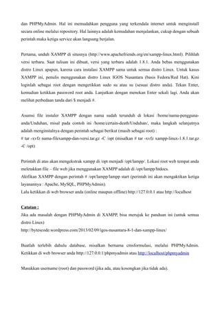 Instalasi cms formulasi di linux | PDF