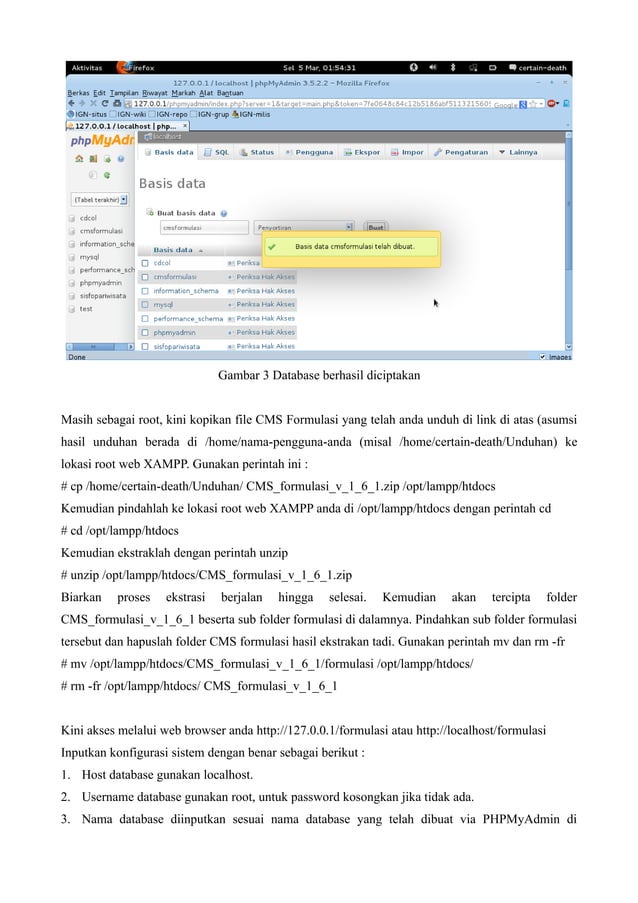 Instalasi cms formulasi di linux | PDF