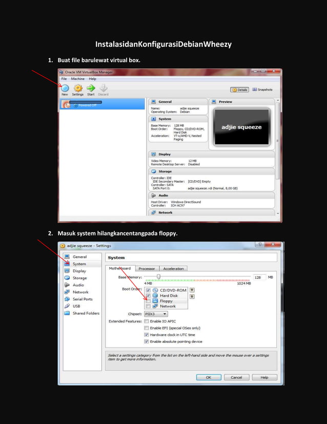 Instalasi dan konfigurasi debian wheezy 7 | DOCX