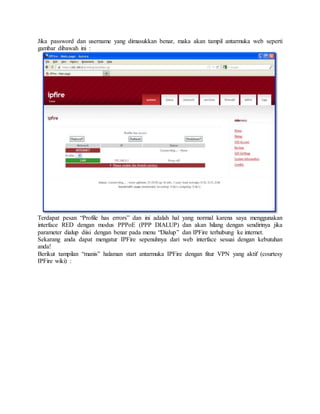 Instalasi dan konfigurasi ip fire | PDF