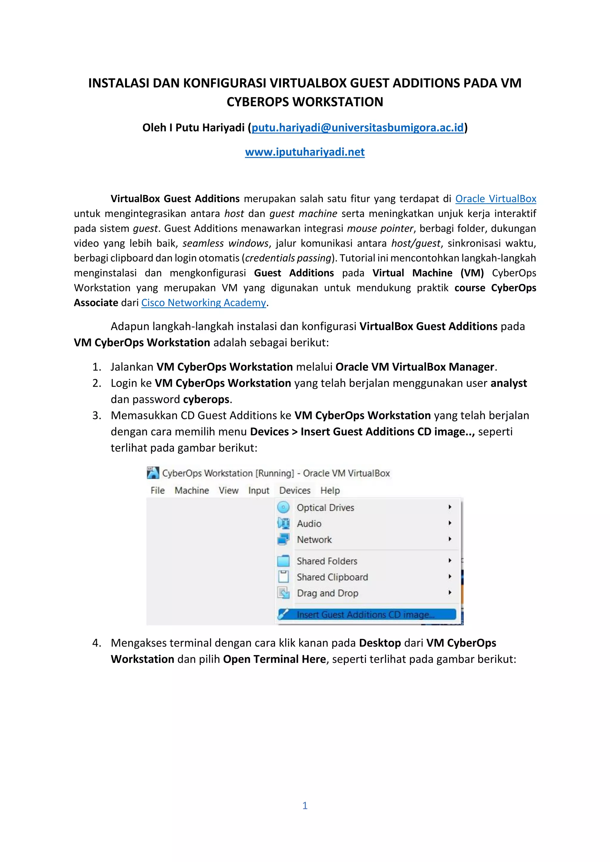 Instalasi dan Konfigurasi VirtualBox Guest Additions pada VM CyberOps ...