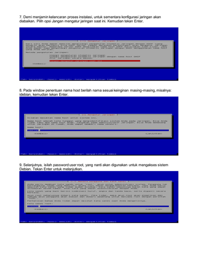 Instalasi debian mode teks pada komputer virtual | PDF
