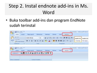 Instalasi end note 9 | PPTX