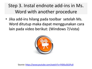 Instalasi end note 9 | PPTX