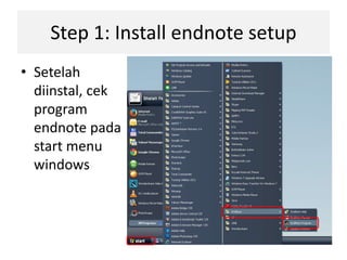 Instalasi end note 9 | PPTX