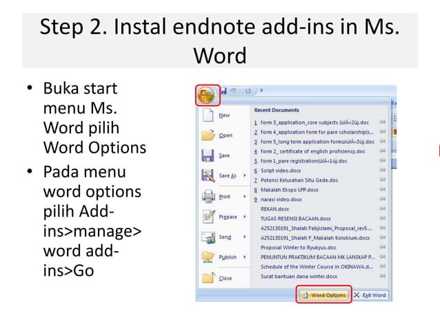 Instalasi end note 9 | PPTX